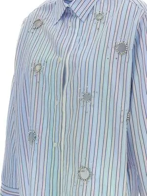 DES_PHEMMES Crystal Embellished Striped Shirt