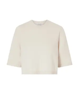 Alaïa Cropped Cashmere-blend Sweater - White