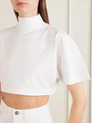 Alaïa Cropped Cotton-jersey Turtleneck T-shirt - White