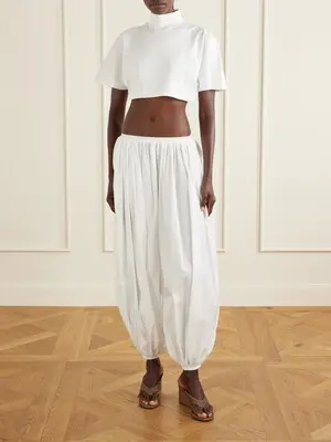 Alaïa Cropped Cotton-jersey Turtleneck T-shirt - White