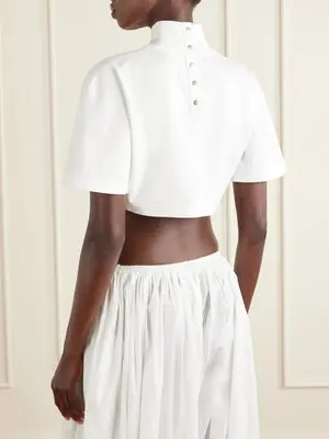 Alaïa Cropped Cotton-jersey Turtleneck T-shirt - White