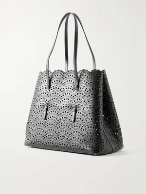 Alaïa Mina 37 Laser-cut Leather Tote - Black