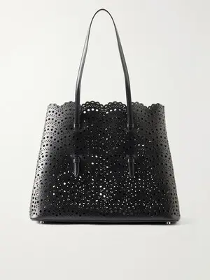 Alaïa Mina 37 Laser-cut Leather Tote - Black