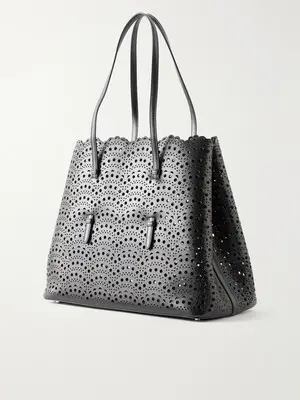 Alaïa Mina 37 Laser-cut Leather Tote - Black