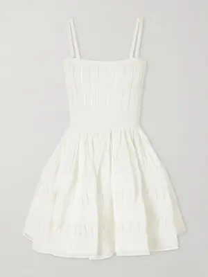 Alaïa Tiered Pointelle-knit Mini Dress - White
