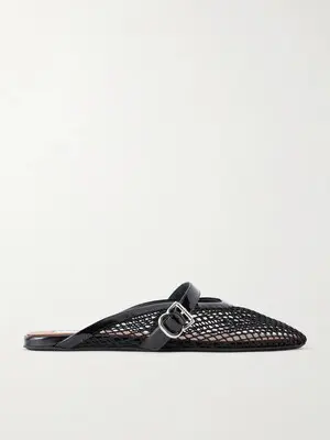 Alaïa Fishnet Flat Mules - Black