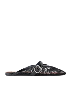 Alaïa Fishnet Flat Mules - Black