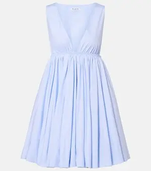 Alaïa Striped Cotton Poplin Minidress - Blue