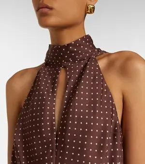 Posse Phoebe Polka-dot Halterneck Midi Dress - Brown