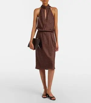 Posse Phoebe Polka-dot Halterneck Midi Dress - Brown