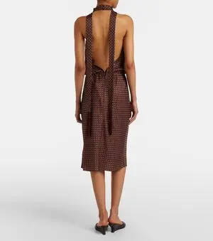 Posse Phoebe Polka-dot Halterneck Midi Dress - Brown