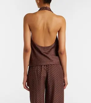 Posse Phoebe Polka-dot Halterneck Top - Brown