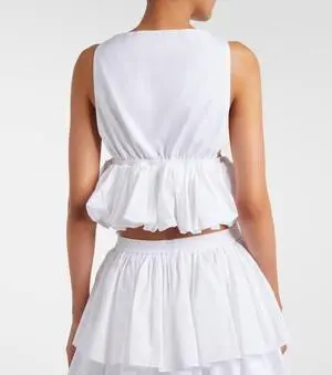 Alaïa Peplum Cotton Top - White