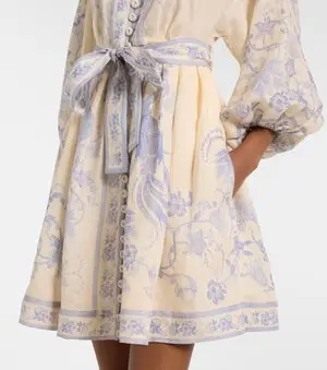 Zimmermann Indra Floral Linen Minidress - White