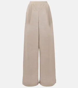 Alaïa Linen And Silk Wide-leg Pants - Beige