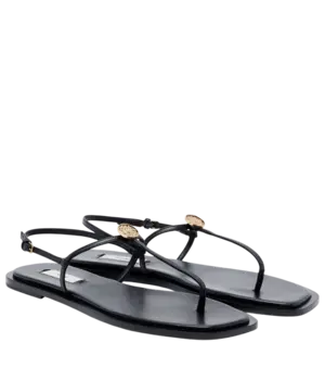 TOTEME Leather Thong Sandals - Black