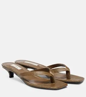 TOTEME Leather Thong Sandals - Brown