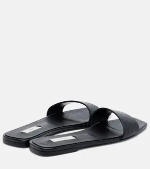 TOTEME Lizard-effect Leather Square Toe Slides