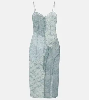 Acne Studios Paneled Lace Midi Dress - Blue