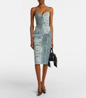Acne Studios Paneled Lace Midi Dress