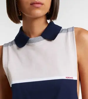 Versace Striped Cotton Jersey Polo Dress