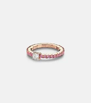 BUCHERER FINE JEWELLERY 18kt Rose Gold Ring With Diamond And Sapphires - Pink