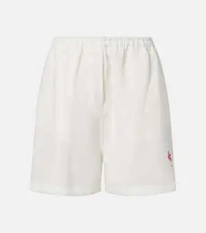 Prada Embroidered Linen Shorts
