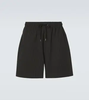 Studio Nicholson Starboard Striped Cotton And Wool Shorts - Black