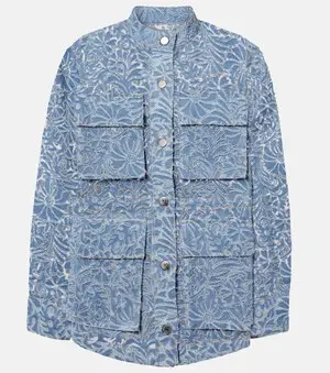 Veronica Beard Lane Floral Denim Jacket - Blue