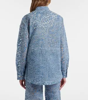 Veronica Beard Lane Floral Denim Jacket - Blue