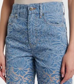 Veronica Beard Taylor Floral Wide-leg Jeans - Blue
