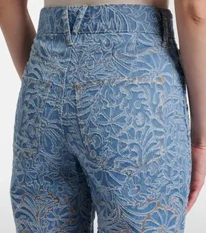 Veronica Beard Taylor Floral Wide-leg Jeans - Blue