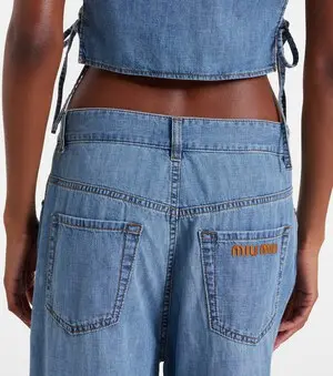 Miu Miu Chambray Wide-leg Pants