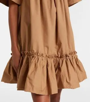Saint Laurent Ruffled Cotton Minidress - Beige