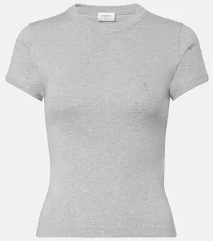 Saint Laurent Cassandre Cotton Jersey T-shirt - Grey