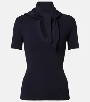 Max Mara Scarf-detail Knitted Top - Blue