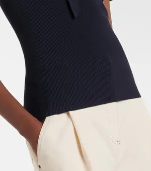 Max Mara Scarf-detail Knitted Top - Blue