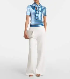 Max Mara Striped V-neck Knitted Top With Detachable Scarf