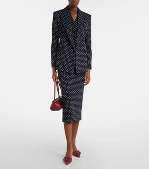 Max Mara Polka-dot Jersey Midi Skirt