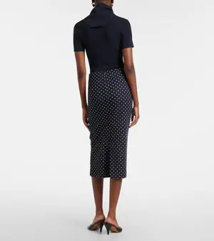Max Mara Polka-dot Jersey Midi Skirt