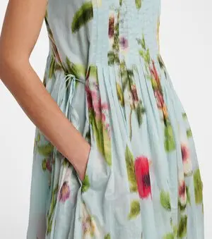 Oscar De La Renta Belted Floral Voile Maxi Dress - Blue