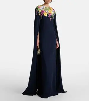 Oscar De La Renta Embroidered Gown - Blue