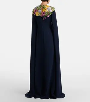 Oscar De La Renta Embroidered Gown - Blue