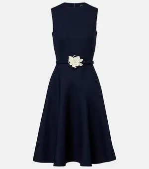 Oscar De La Renta Belted Wool-blend Midi Dress - Blue