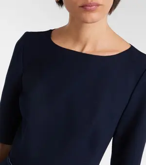 Oscar De La Renta Belted Wool-blend Midi Dress - Blue