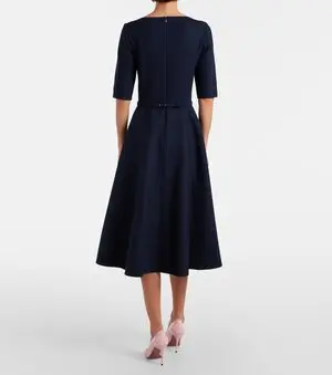 Oscar De La Renta Belted Wool-blend Midi Dress - Blue