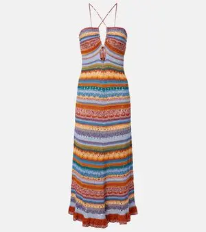 Etro Crochet Striped Cotton Maxi Dress - Multicoloured