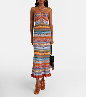 Etro Crochet Striped Cotton Maxi Dress - Multicoloured