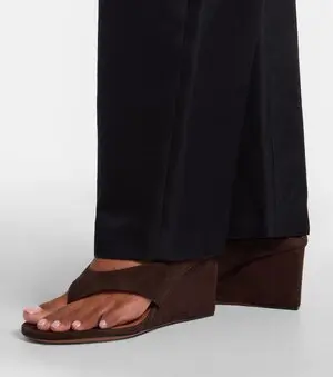 Alaïa Suede Wedge Sandals - Brown