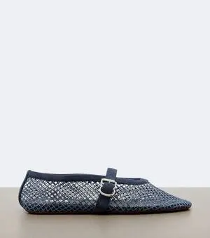 Alaïa Embellished Fishnet Mary Jane Flats